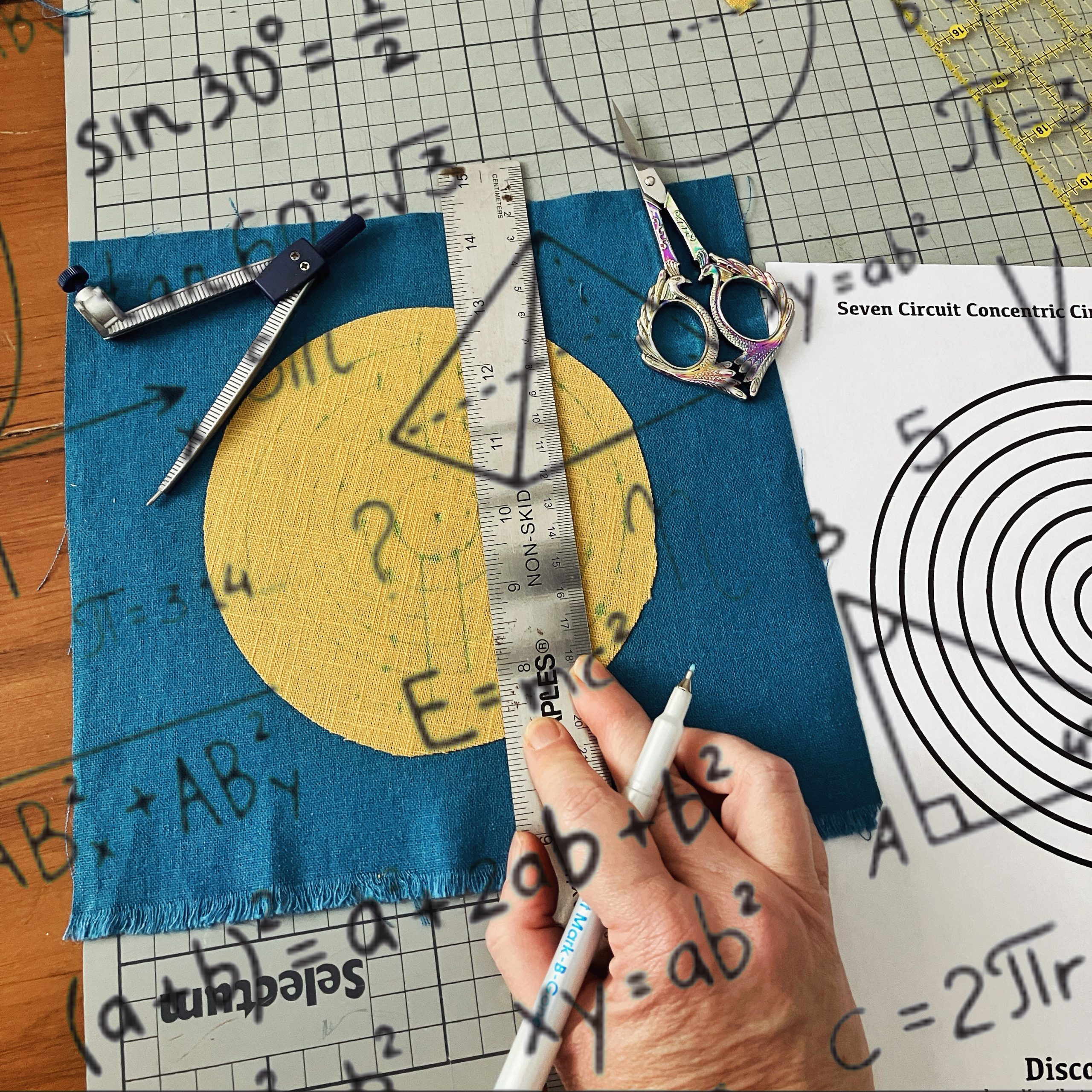 Embroidering a finger labyrinth - Curious Crone